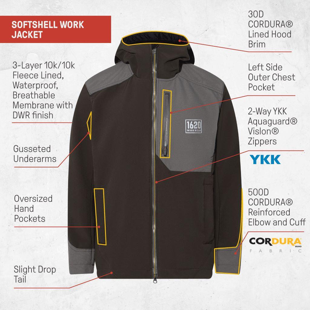 The 1620 Softshell Work Jacket | Fleece Lined | Made in the U.S.A. - 1620 Workwear, Inc
